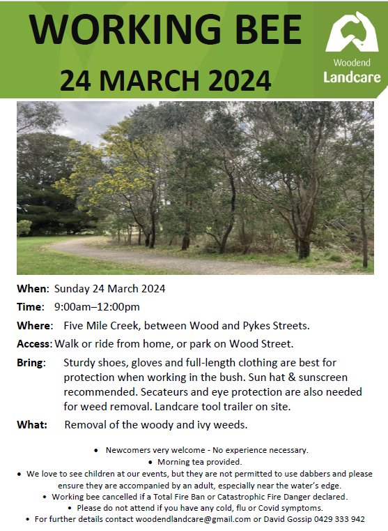 Woodend Landcare Working Bee – this Sunday 24 March | Woodend Landcare